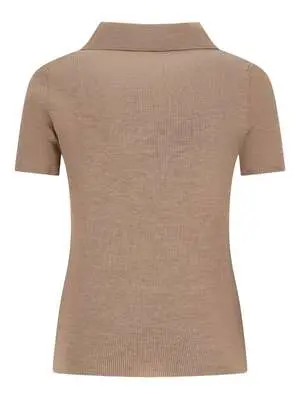 Max Mara Ribbed Wool Polo Shirt - Cream