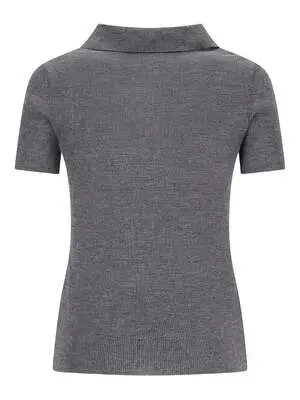 Max Mara Ribbed Wool Polo Shirt - Gray