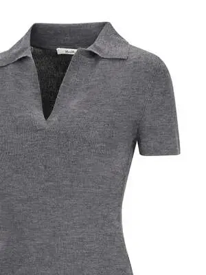 Max Mara Ribbed Wool Polo Shirt - Gray