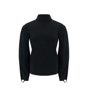 Chloé Wool Sweater With Balloon Sleeves And Cut-out Detail - Black