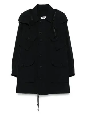 Junya Watanabe Nylon Parka Coat With Detachable Hood And Cargo Pockets - Multicolor