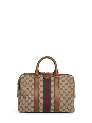 Gucci Beige And Brown Ophidia Medium Boston Bag