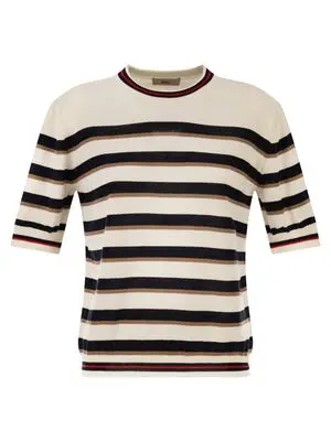 Herno Short-sleeved Striped Cotton Jumper