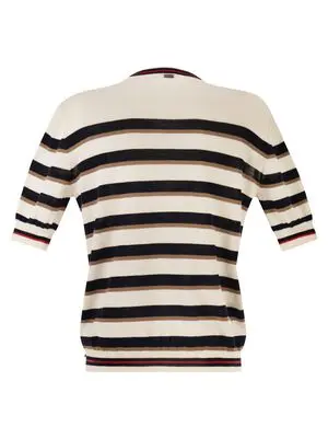 Herno Short-sleeved Striped Cotton Jumper