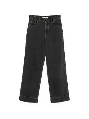 Chloé High-waisted Wide-leg Cropped Jeans - Black