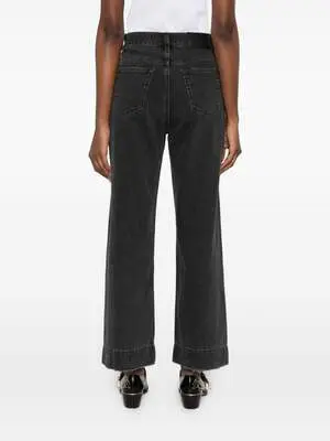 Chloé High-waisted Wide-leg Cropped Jeans - Black