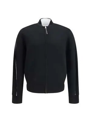 Givenchy Stretch Wool-blend Cardigan With Logo - Black