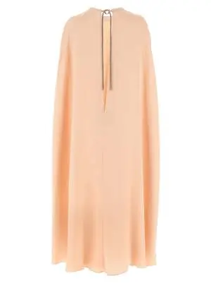 Max Mara Managua Silk Midi Dress With Cape Effect - Pink