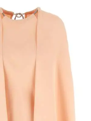 Max Mara Managua Silk Midi Dress With Cape Effect - Pink