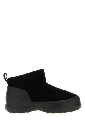 Moon Boot Suede Shearling Ankle Boots - Black