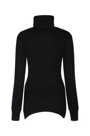 TOTEME Black Ribbed Knit Turtleneck Sweater