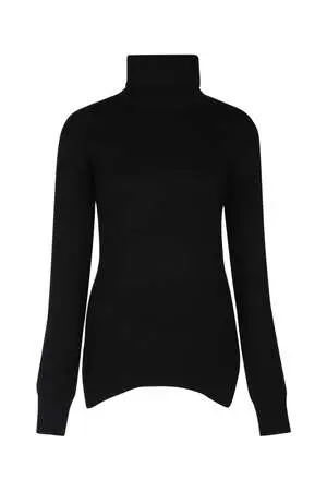 TOTEME Black Ribbed Knit Turtleneck Sweater - Multicolor