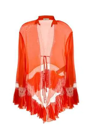 Blumarine Chiffon Blouse With Lace Trim