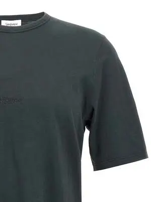 Saint Laurent Logo Embroidery T-shirt - Black