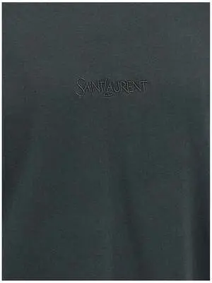 Saint Laurent Logo Embroidery T-shirt - Black