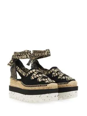 Stella McCartney Gaia Espadrille Platform Sandals - Black