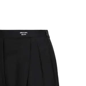 Prada Wool Classic Logo Pants - Black