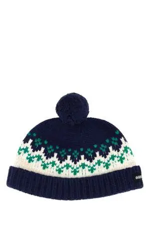 Miu Miu Embroidered Wool Beanie Hat - Multicolor