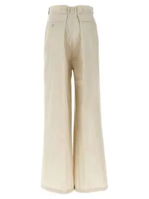 MAISON MARGIELA Wide Leg Cotton Blend Trousers