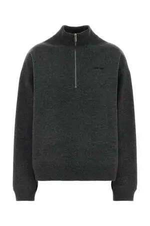 Miu Miu Cashmere Quarter Zip Sweater - Gray