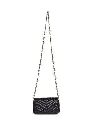 Gucci Black Matelassé Chevron Nappa Leather Gg Marmont Mini Shoulder Bag - Multicolor