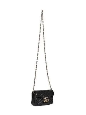 Gucci Black Matelassé Chevron Nappa Leather Gg Marmont Mini Shoulder Bag - Multicolor