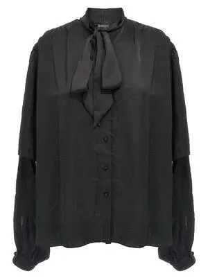 Balenciaga Double Sleeve Technical Crêpe Shirt - Black