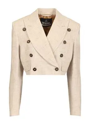 VIVIENNE WESTWOOD Double-breasted Cropped Blazer - Cream