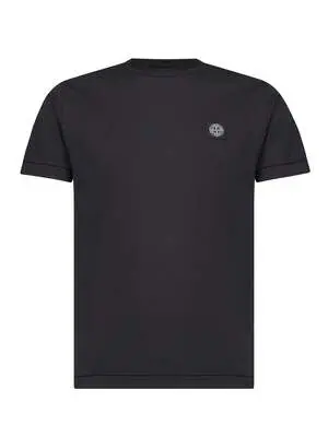 Stone Island Black Slim-fit Logo Patch T-shirt - Multicolor