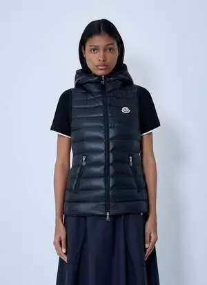 Moncler Glygos Short Down Vest With Hood - Black