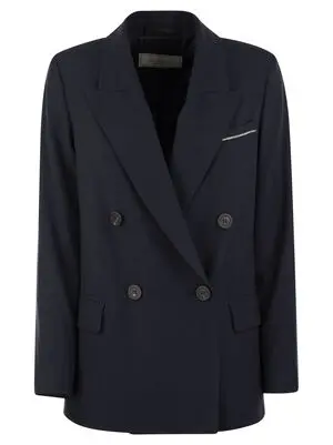 Peserico Viscose Blend Double-breasted Blazer