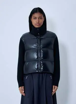 Moncler Wool-and-cashmere Blend Cardigan With High Collar And Zip Fastening