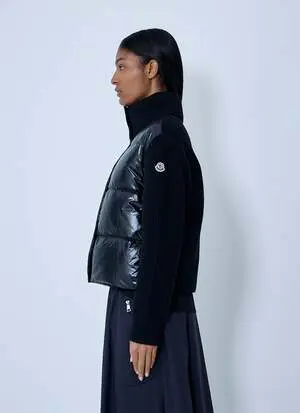 Moncler Wool-and-cashmere Blend Cardigan With High Collar And Zip Fastening
