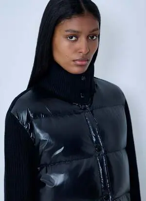 Moncler Wool-and-cashmere Blend Cardigan With High Collar And Zip Fastening