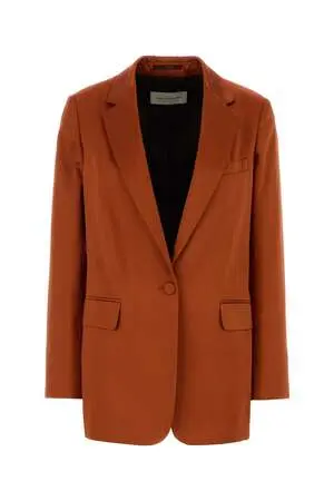 Dries Van Noten Copper Satin Blanchet Blazer - Orange