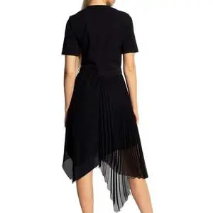 Givenchy Asymmetrical Pleated Dress With Elasticated Belt - Black