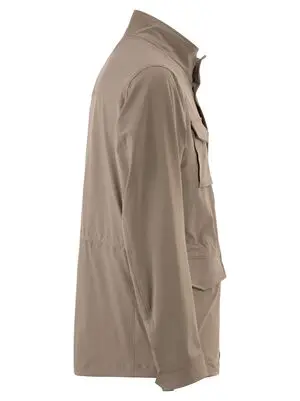 Herno Field Jacket In Wrinkled Stretch Nylon With Drawstring Waist - Cream