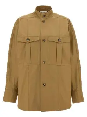 Saint Laurent Saharienne Cotton Twill Shirt - Cream