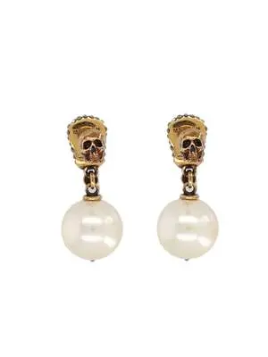 Alexander McQueen Skull & Pearl Drop Earrings