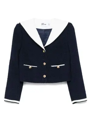 SELF-PORTRAIT Bouclé Short Jacket With Contrasting Collar