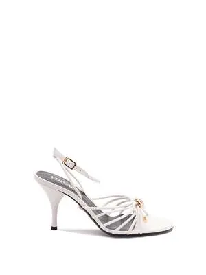 Versace Leather Strappy Sandals With Gold Tone Medusa Detail - Multicolor