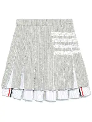 Thom Browne 4-bar Cotton Blend Pleated Skirt - Multicolor