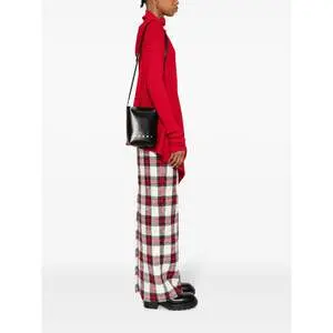Marni Faux Leather Grained Texture Logo Print Satchel Bag