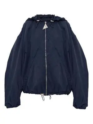 Attico Overdyed Nylon Bomber Jacket With Drawstring Hood - Blue