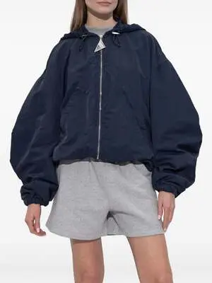 Attico Overdyed Nylon Bomber Jacket With Drawstring Hood - Blue
