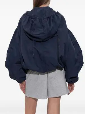Attico Overdyed Nylon Bomber Jacket With Drawstring Hood - Blue