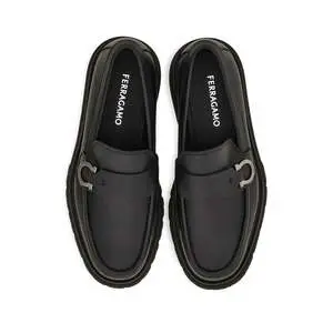FERRAGAMO Loafers With Raised Stitching And Chunky Rubber Sole - Black