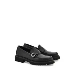FERRAGAMO Loafers With Raised Stitching And Chunky Rubber Sole - Black
