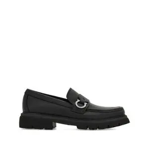 FERRAGAMO Loafers With Raised Stitching And Chunky Rubber Sole - Black