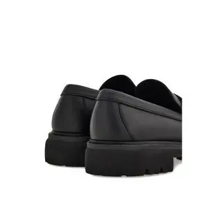 FERRAGAMO Loafers With Raised Stitching And Chunky Rubber Sole - Black